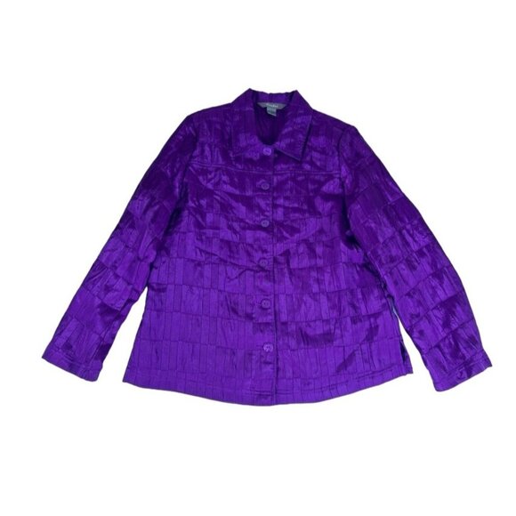 TanJay | Tops | Tanjay Button Up Shirt Blouse Womens 2 Purple Textured ...